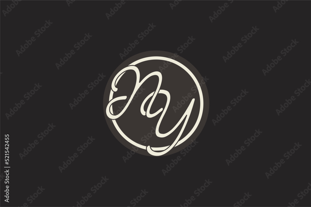 Initial letter NY monogram logo with simple and creative cirle line ...