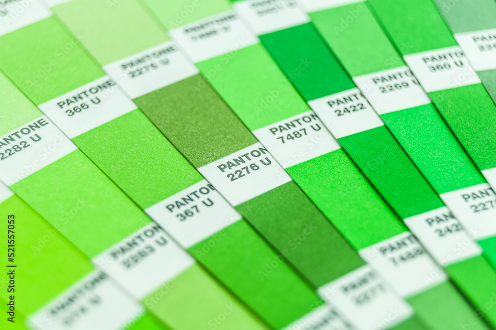 Berdsk, Russia - 9 feb 2022: Pantone color guide. Palette of green ...