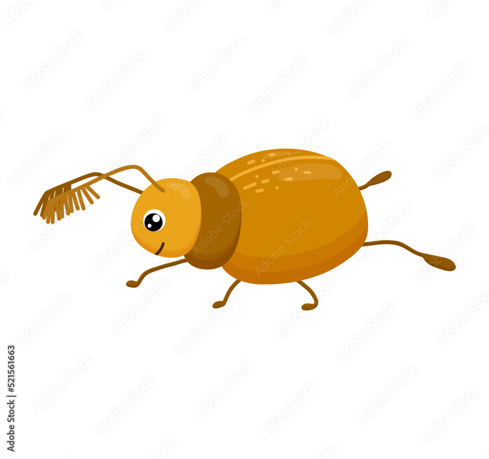 Cute smiling beatle isolated on white background. Funny insect for ...