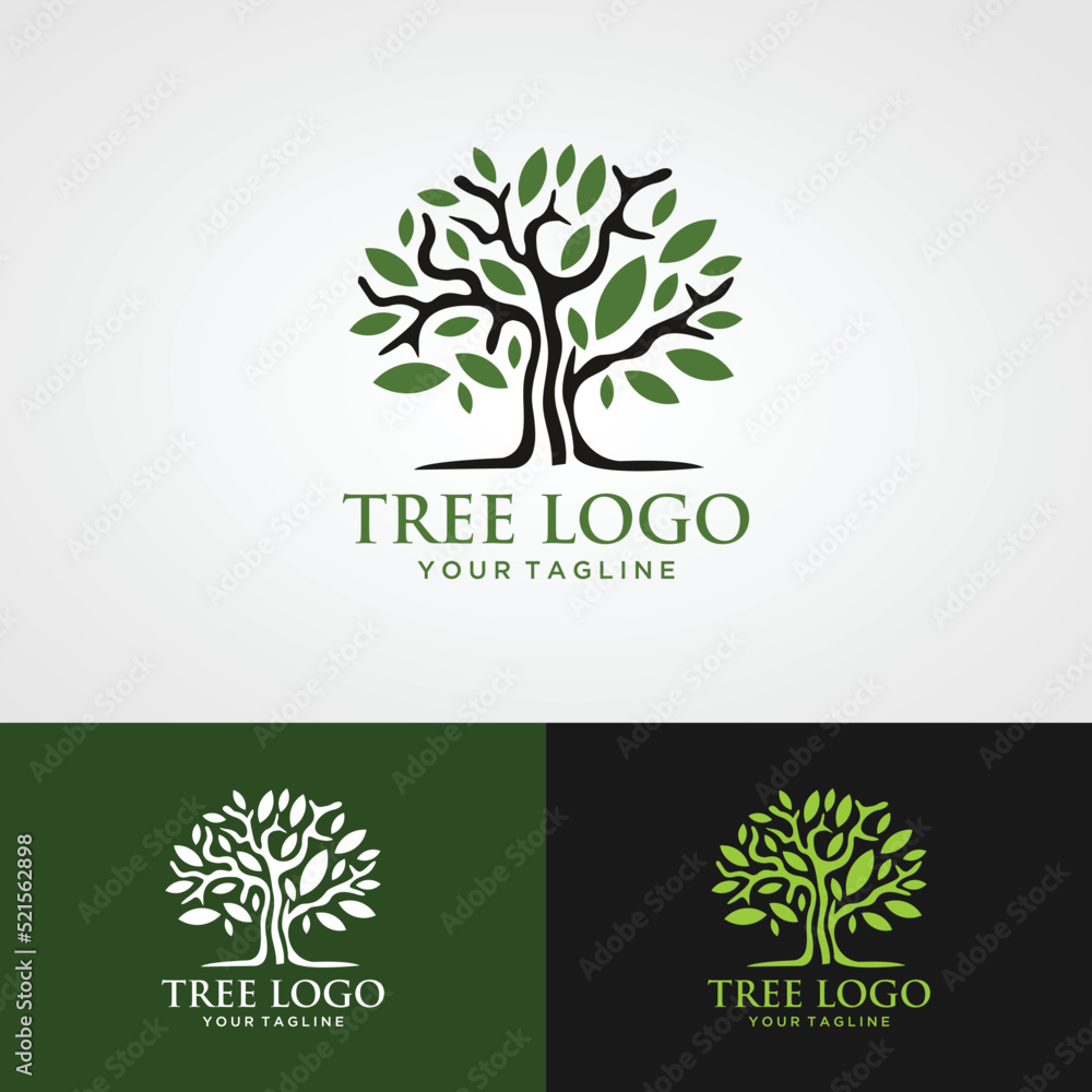 Abstract vibrant tree logo design, root vector - Tree of life logo ... Abstract vibrant tree logo design, root vector - Tree of life logo ...