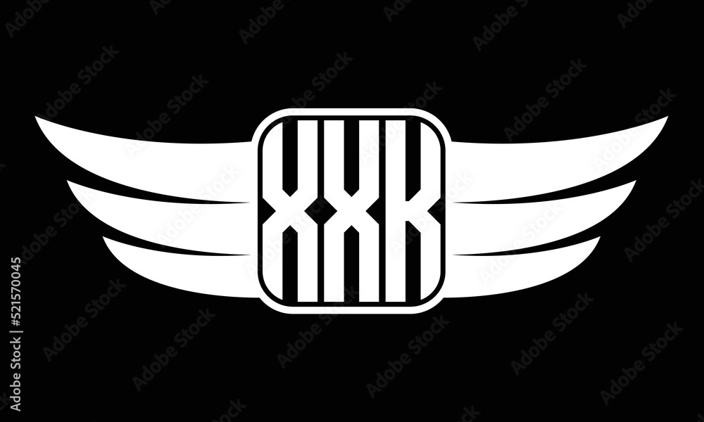XXK three letter Wing logo design. flying Vector template Stock Vector ...