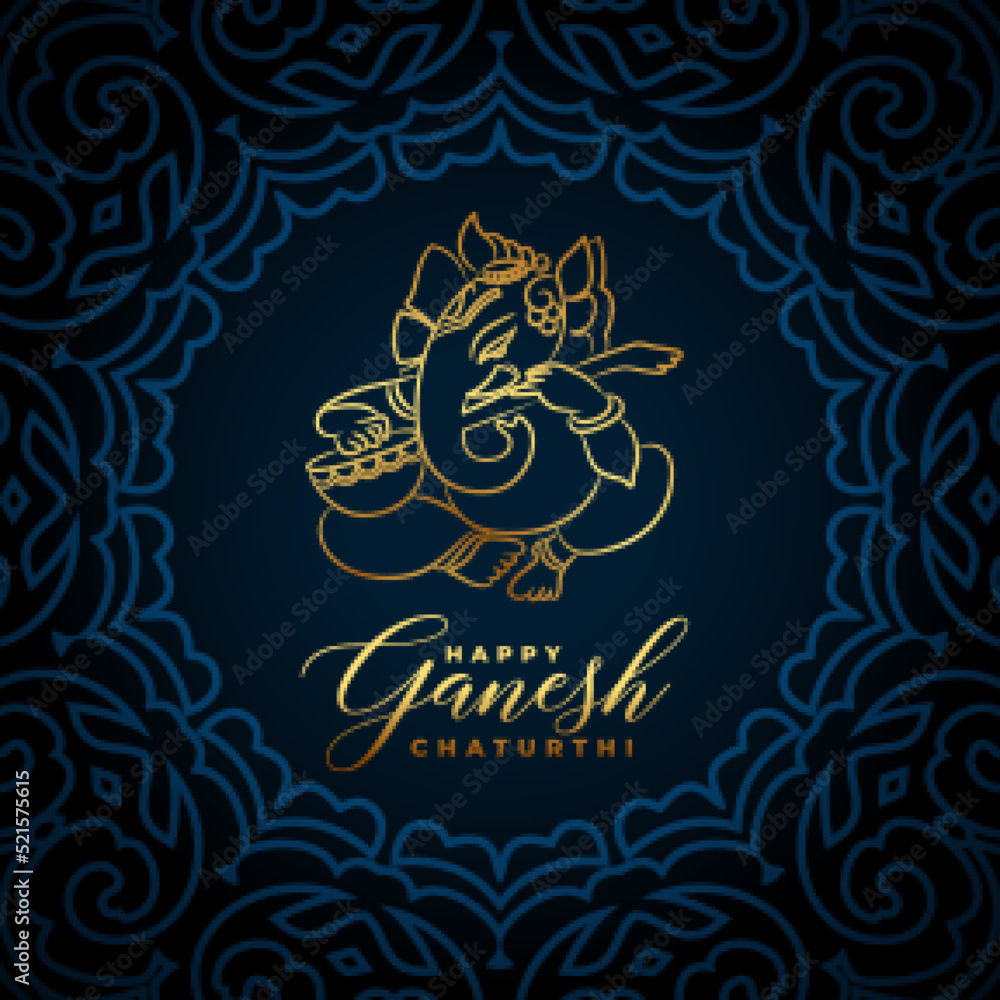 golden lord ganesha design for indian festival ganesh chaturthi Stock ...