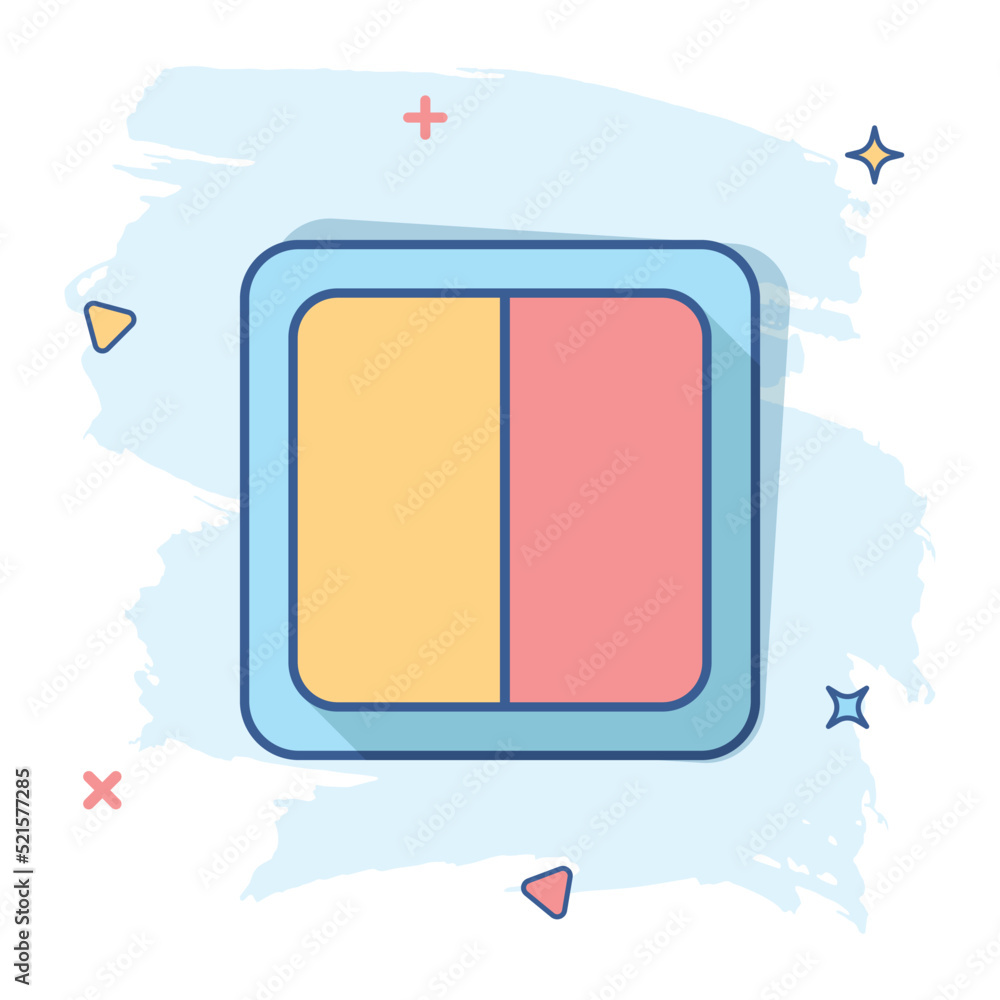 Vector cartoon electric light switch icon in comic style. Power switch ...