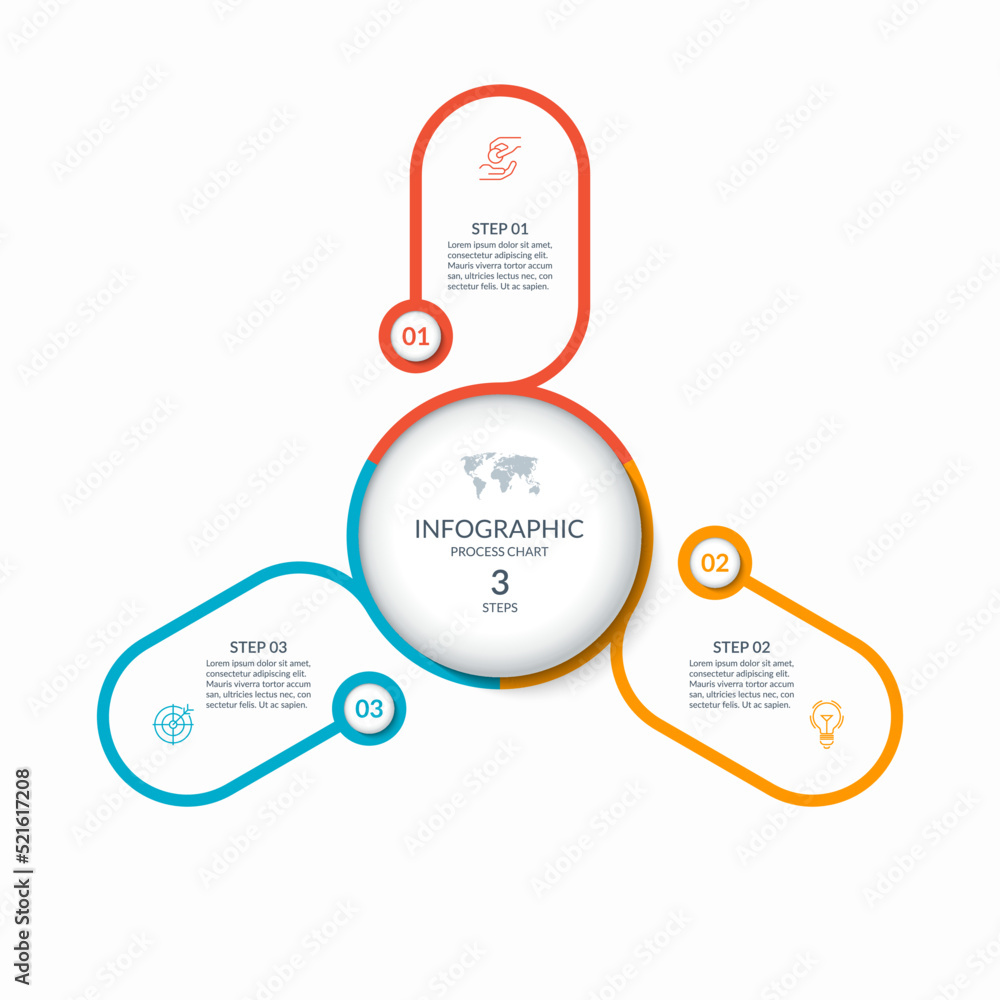 Infographic round chart with 3 steps, parts, options, processes. Vector circle infographic ...