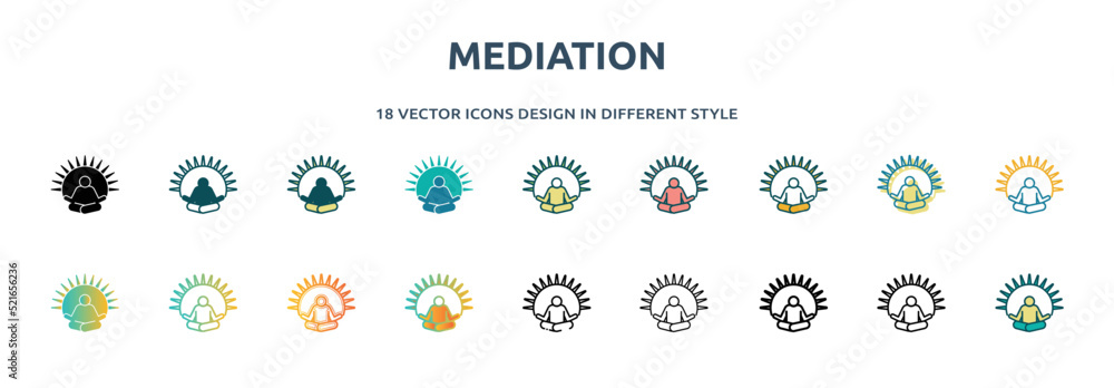mediation icon in 18 different styles such as thin line, thick line ...