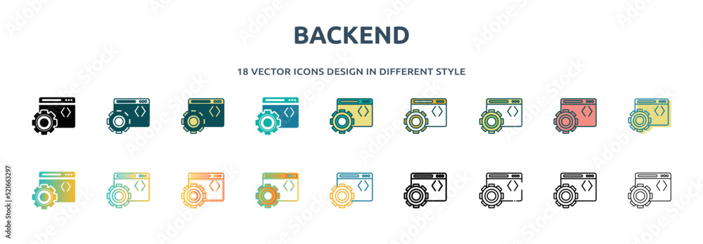 backend icon in 18 different styles such as thin line, thick line, two ...