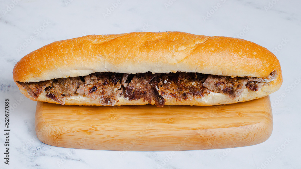Beef doner kebab in plate top view isolated Stock Photo | Adobe Stock