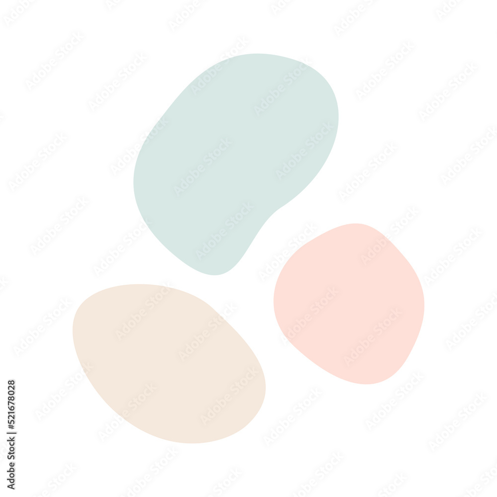Abstract liquid blob round pastel color shapes set. Hand drawn circular ...