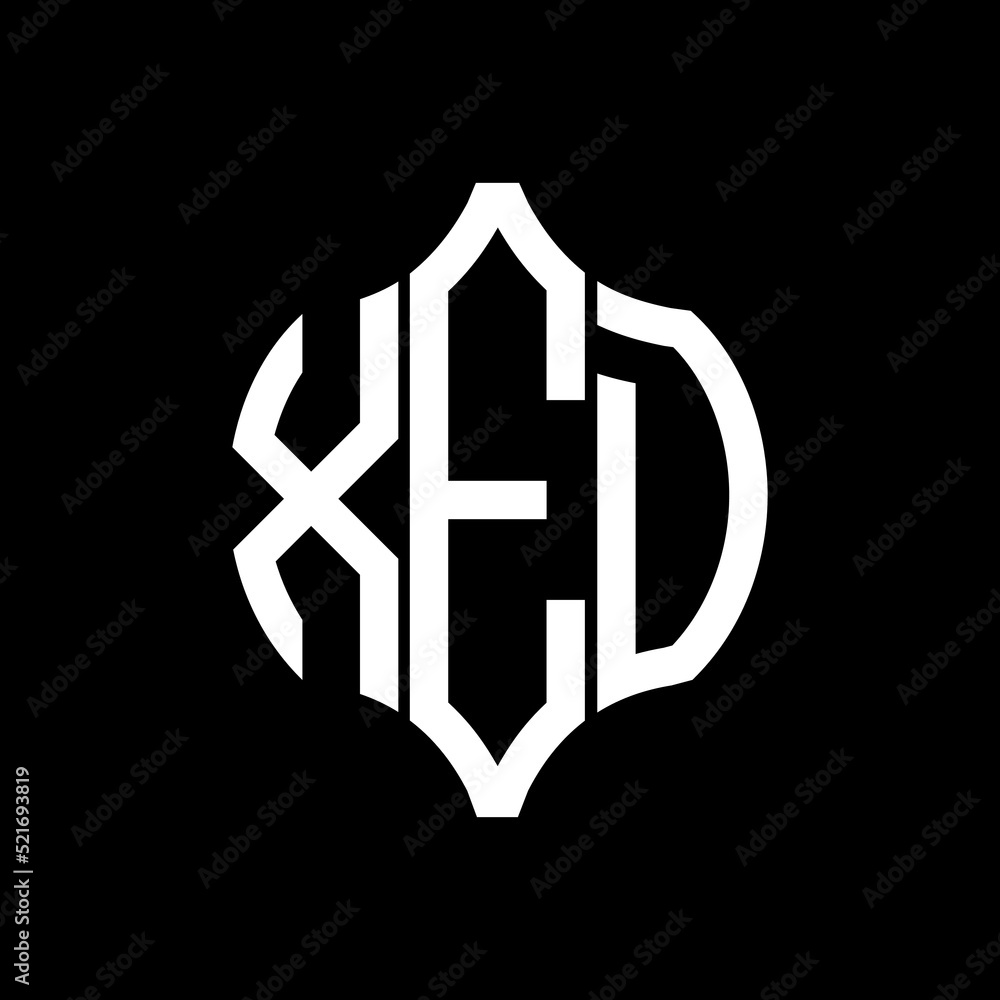 XED letter logo. XED best black background vector image. XED Monogram logo design for ...