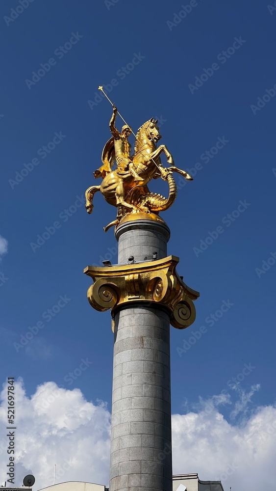 Beautiful monument of Saint George, patron of Georgia country, in the ...