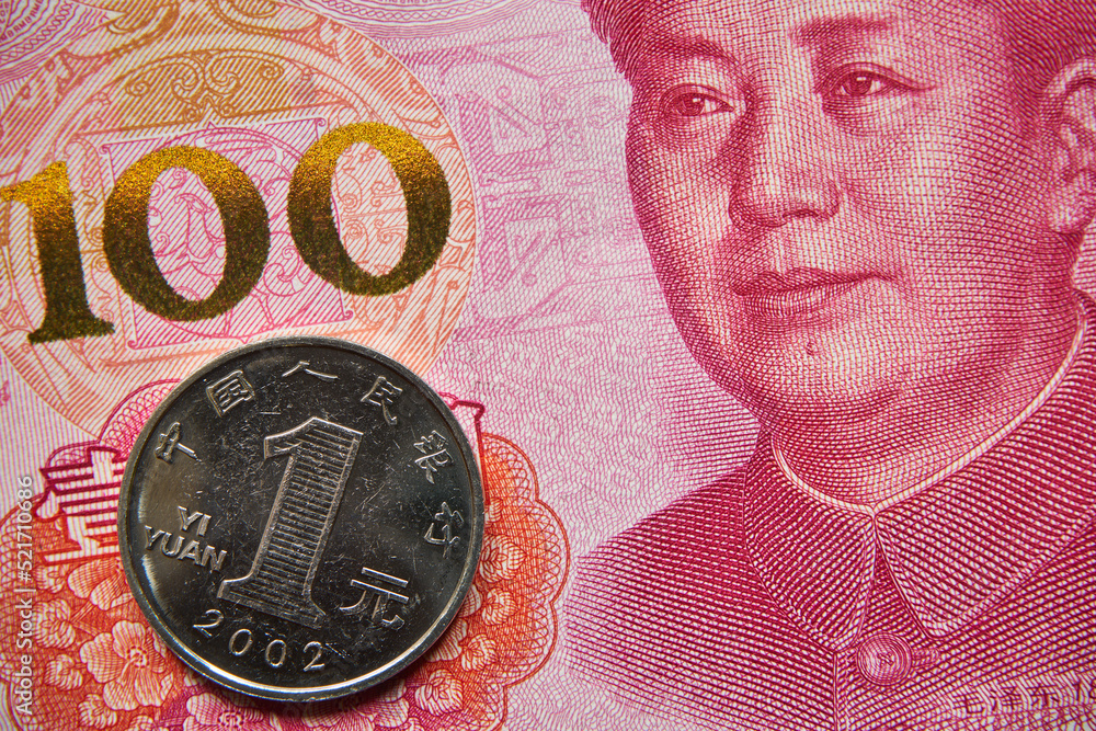 banknot chiński, 100 juanów, moneta chińska ,Chinese banknote, 100 yuan ...