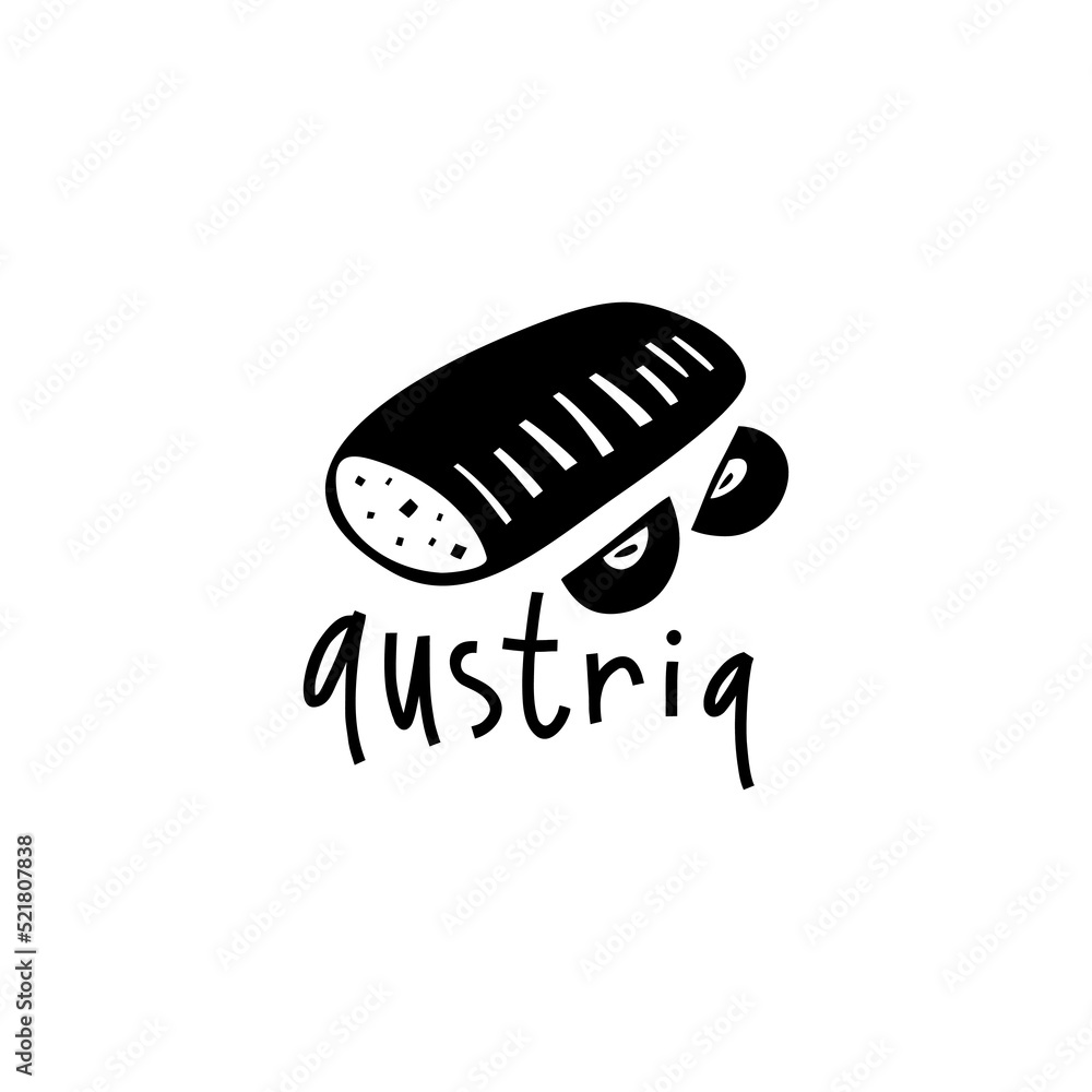 Vector hand drawn symbol of Austria. Travel illustration of Austrian ...