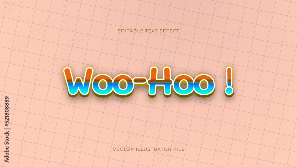 Modern woo-hoo editable text effect vibrant modern color shiny. Text ...