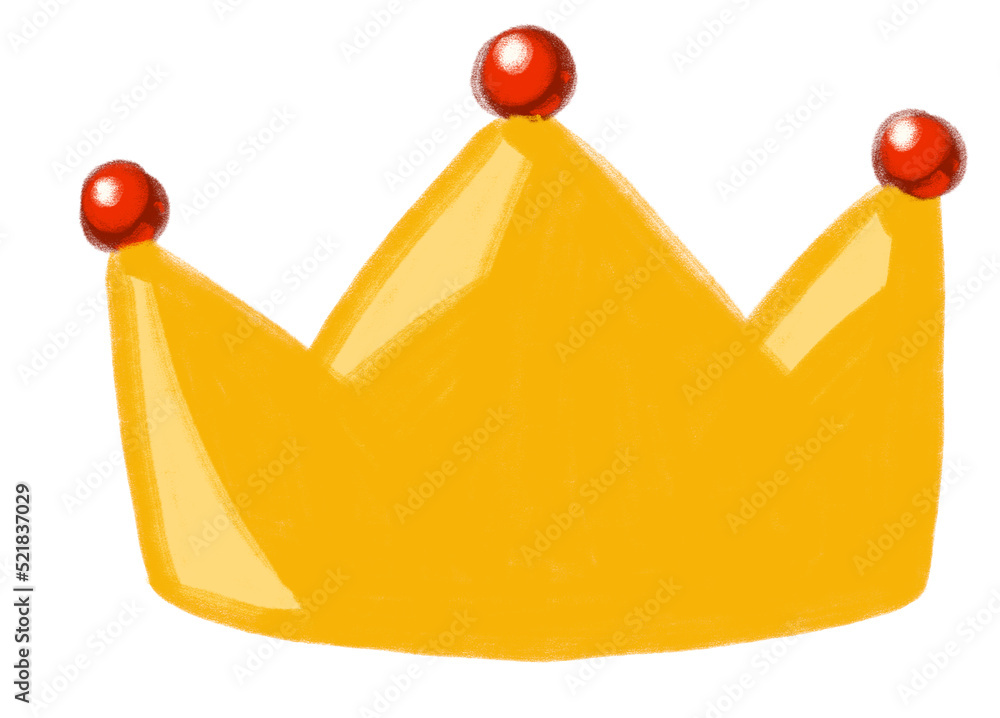Golden shiny crown with jewel cartoon illustration hand drawing king ...