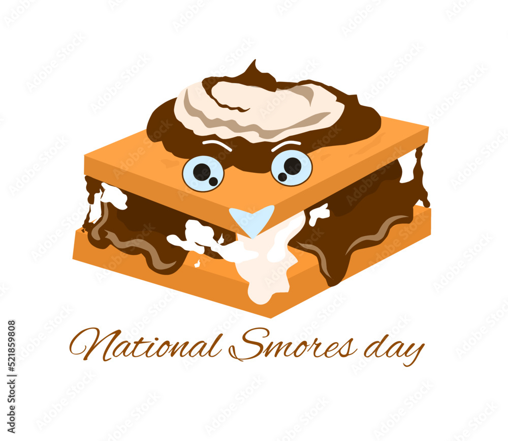 National Smores day poster or banner design, cartoon vector ...