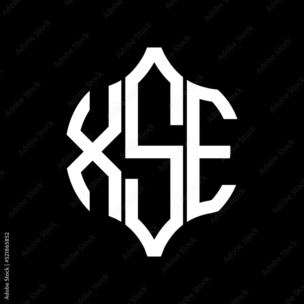 XSE letter logo. XSE best black background vector image. XSE Monogram ...