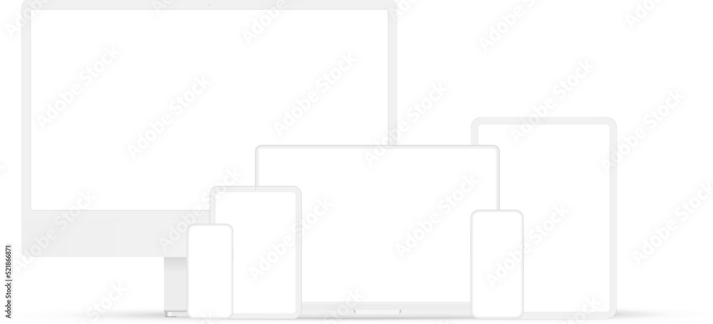 Modern Clay Devices Set. Computer Monitor, Laptop, Tablet Computers ...