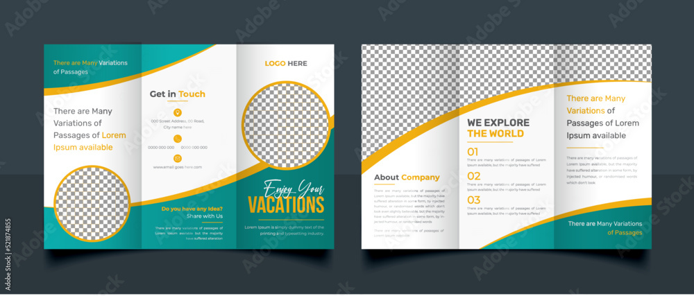 Travel business trifold brochure template, Simple and minimalist ...
