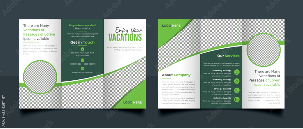 Travel and Tourism trifold brochure Template, trifold layout with ...