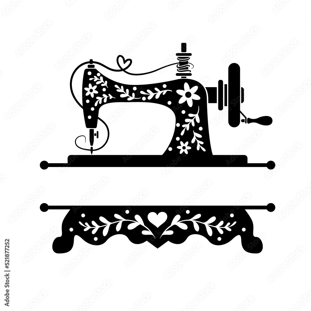 Sewing machine vector illustration, Sewing logo atelier, Vintage Tailor ...