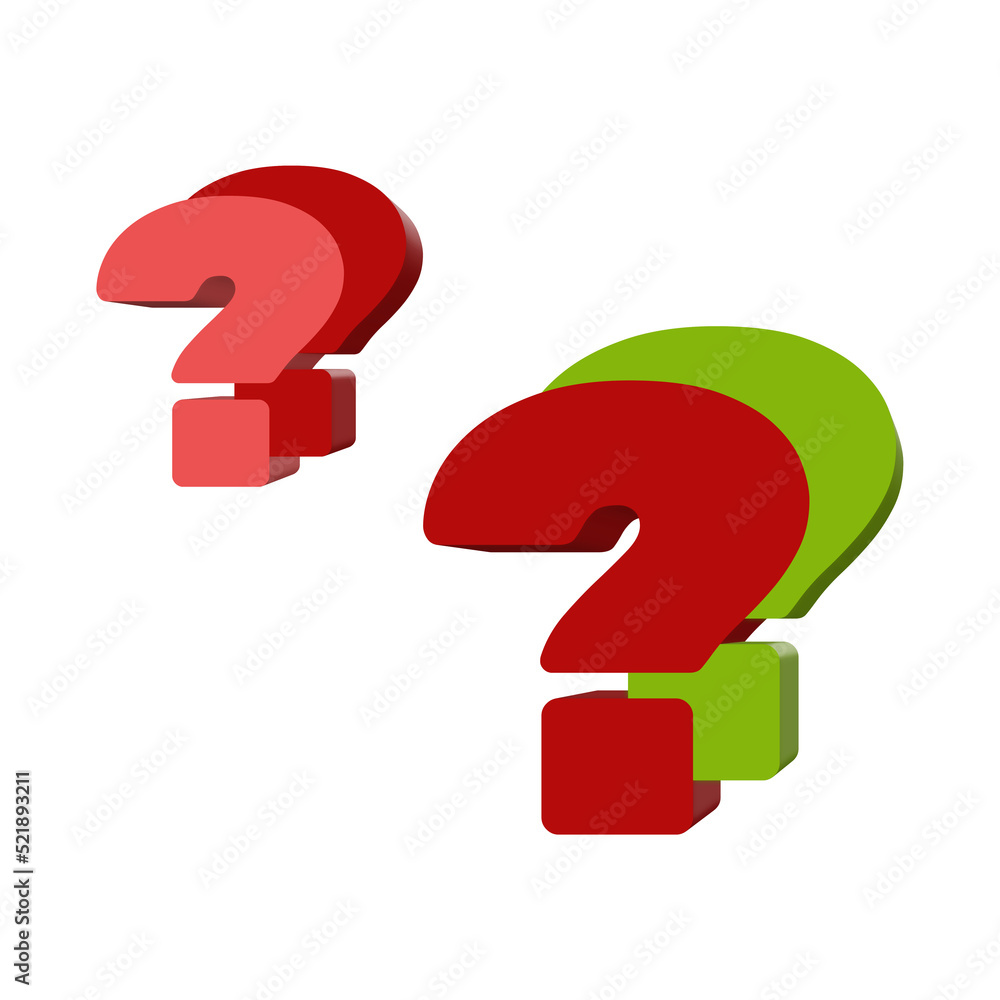 Double question mark sign with 3D rendering isolated on transparent png ...