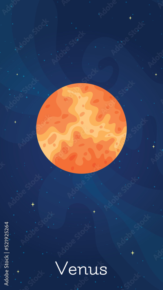 Cartoon space planet Venus vector illustration. Celestial object art ...