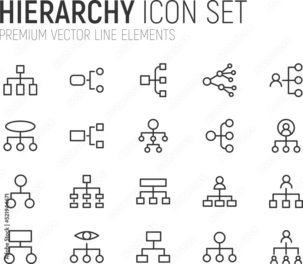 Simple line set of hierarchy icons. Stock Vector | Adobe Stock