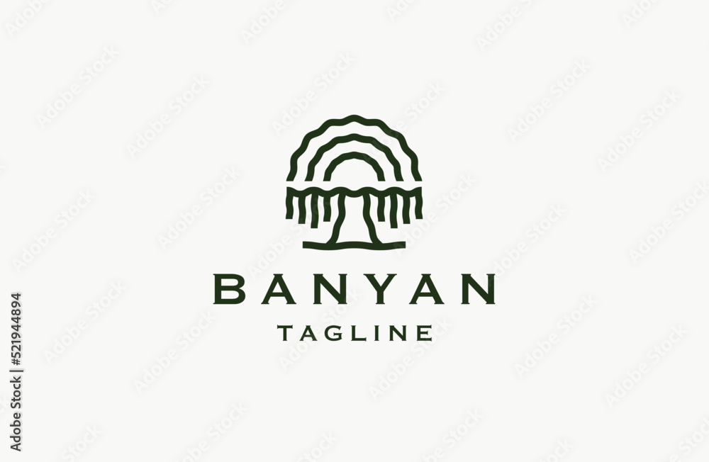 Banyan tree logo icon design template flat vector illustration Stock ...