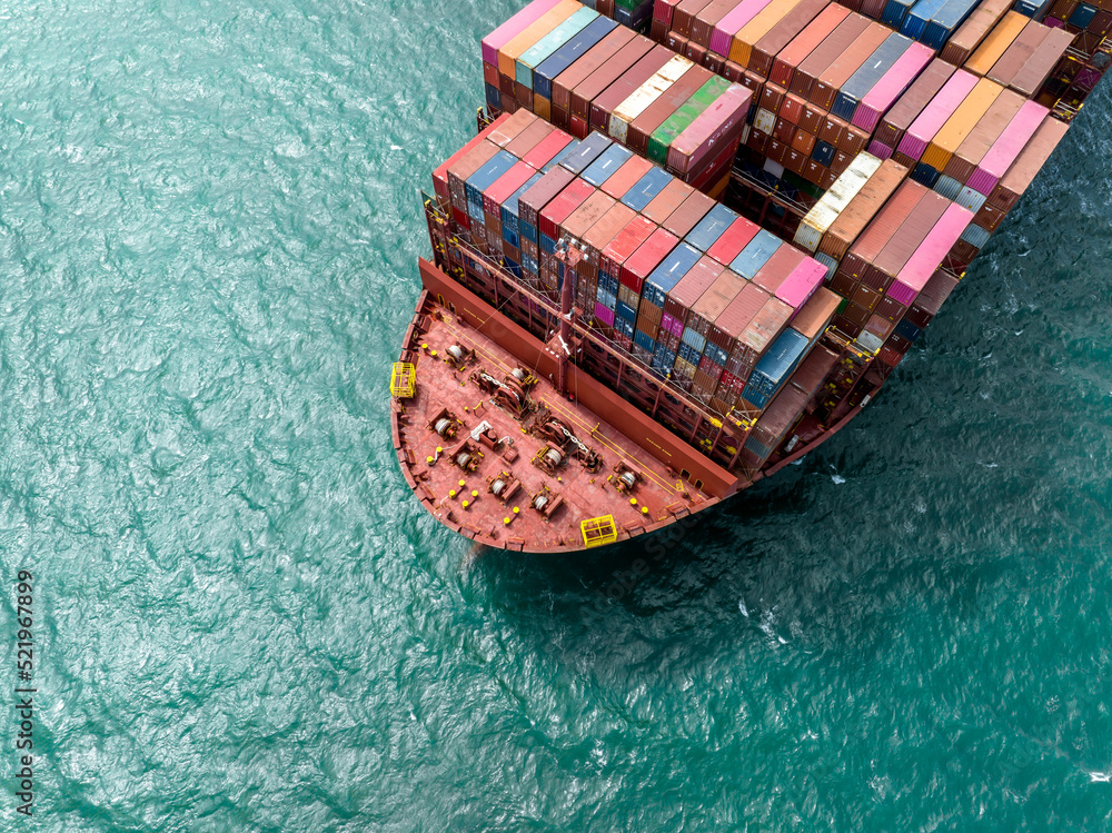 Ship Carrying Thousands of Containers Transporting International Cargo ...