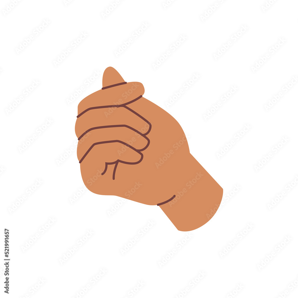 Fingers and palm gesture, clenched hand expressing emotions. Isolated ...