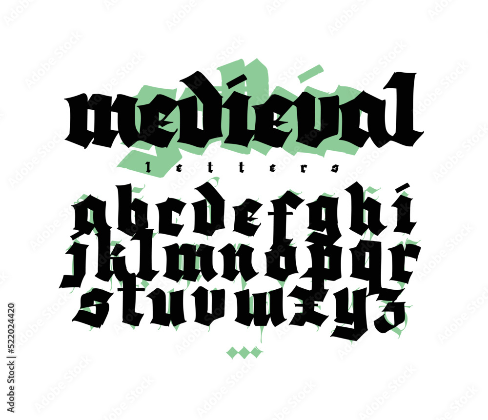 Vector de Stock Gothic font from Latin letters. Vector. English ...