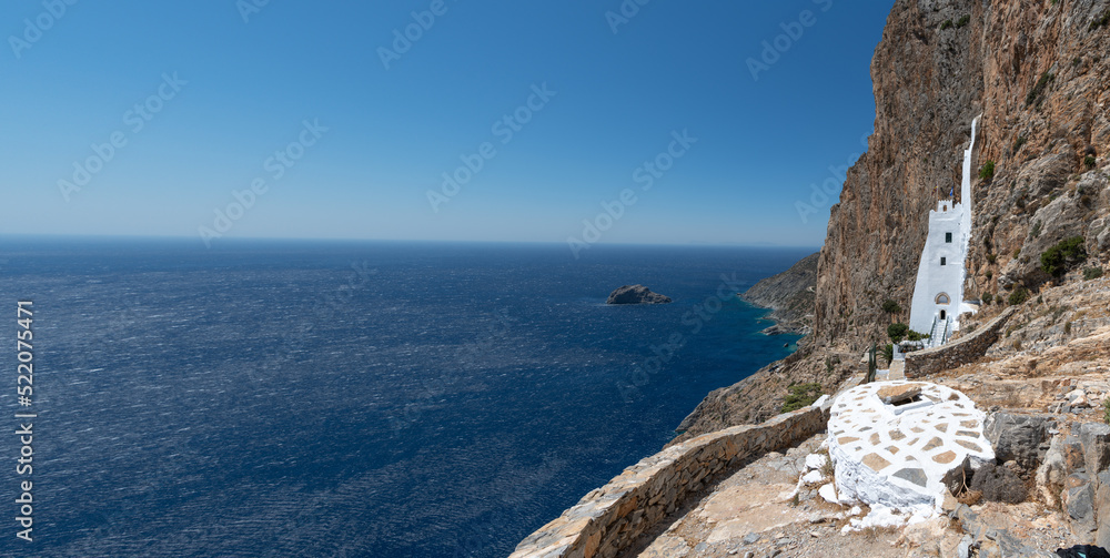 Panoramic view of the breathtaking Panagia Hozoviotissa monastery on ...