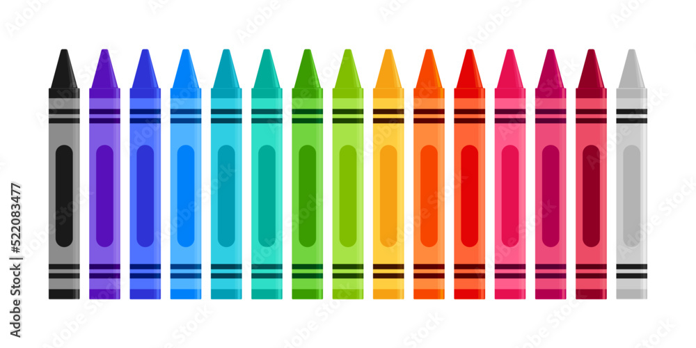 Education - School Supply - Crayon Set Isolated on White Background ...