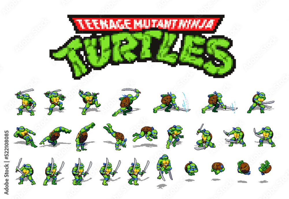 Vetor Set 1 of character Leonardo moves from Teenage Mutant Ninja ...