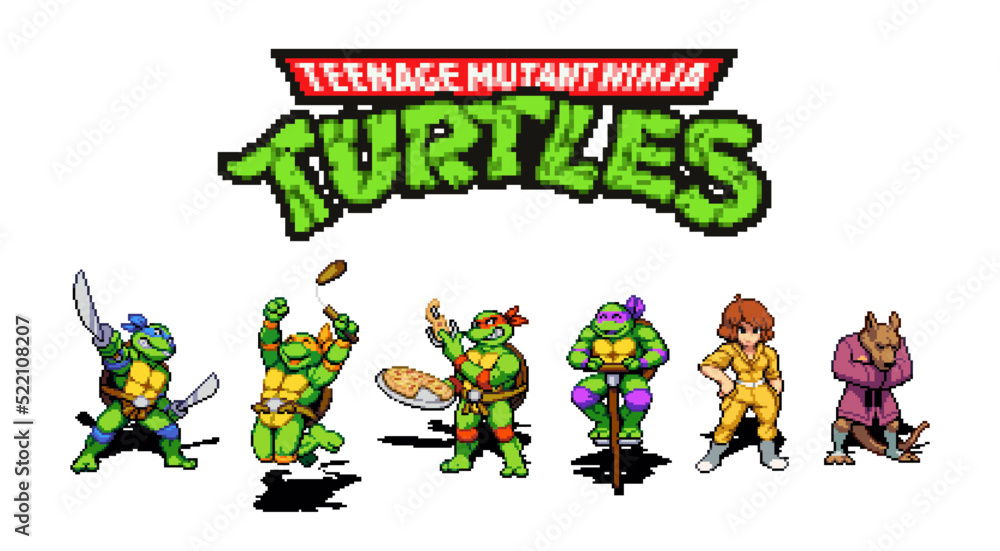 Set of characters in victory pose from Teenage Mutant Ninja Turtles ...