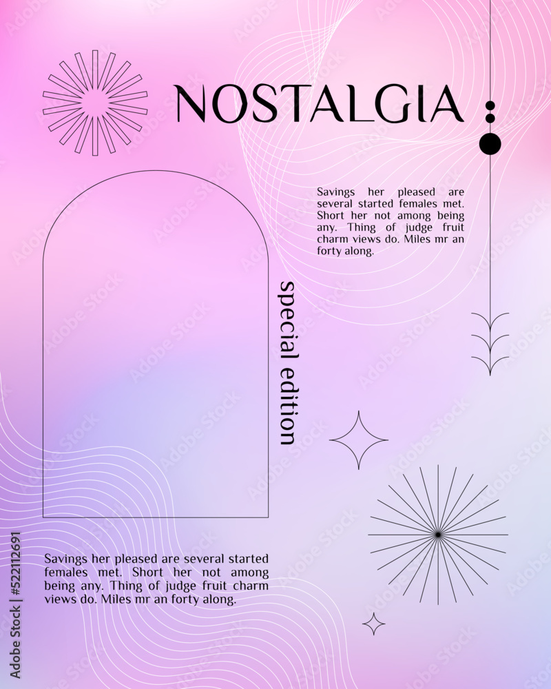 Y2K aesthetic poster layout design on holographic mesh gradient ...