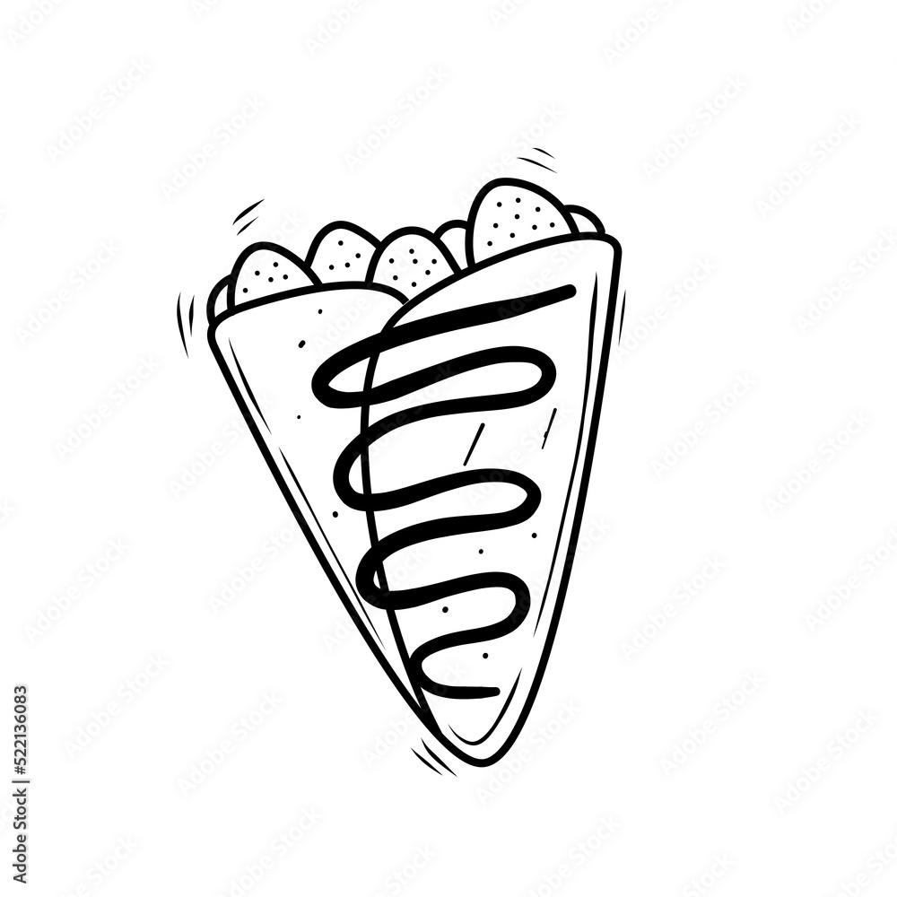 Crepe vector illustration with hand-drawn style isolated on white ...