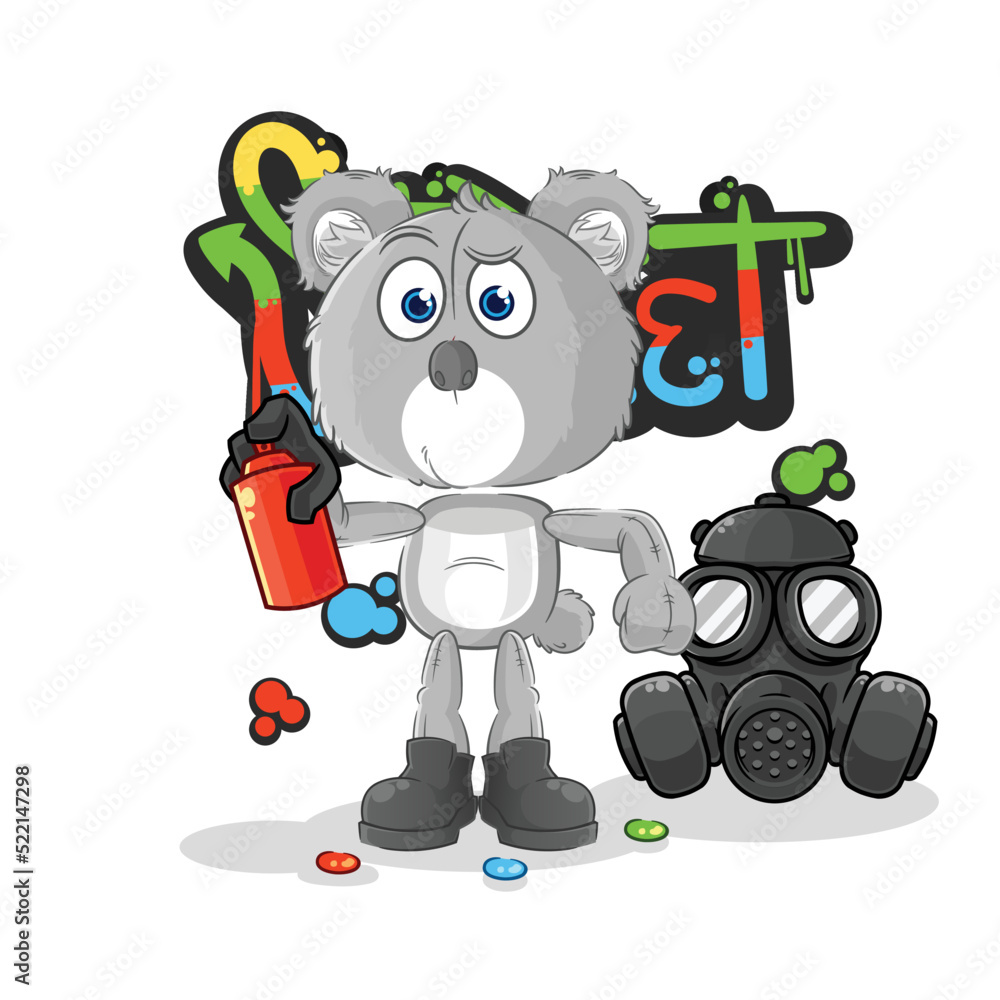 koala graffiti artist vector. cartoon character Stock Vector | Adobe Stock