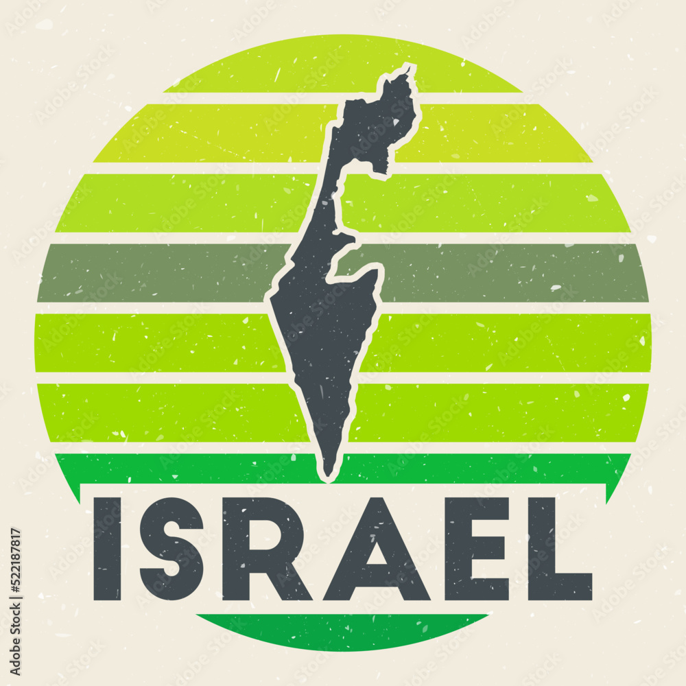 Israel logo. Sign with the map of the country and colored stripes ...
