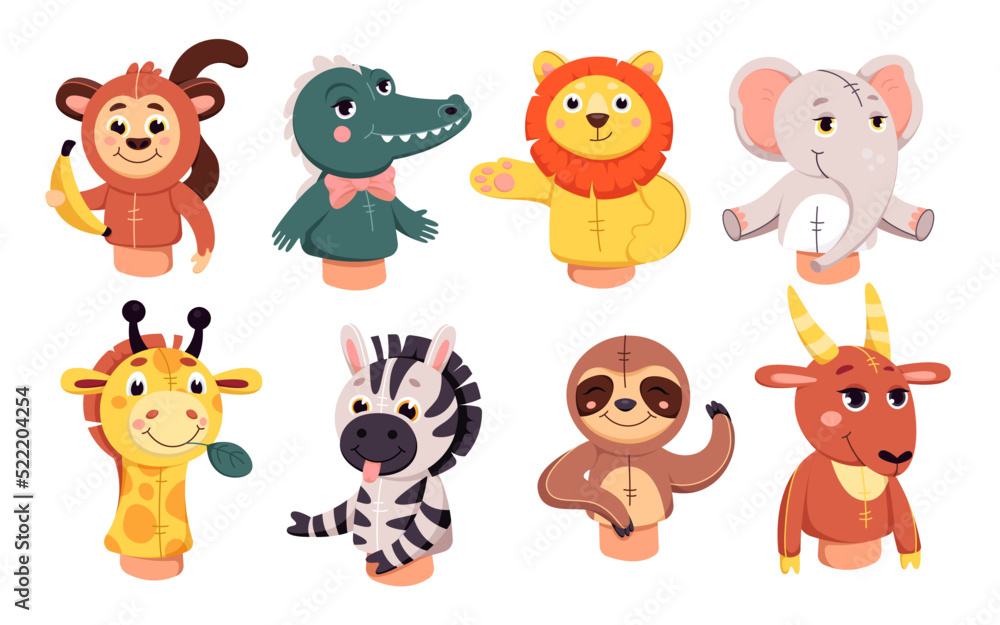 Finger or hand dolls set for puppet theater vector illustration ...