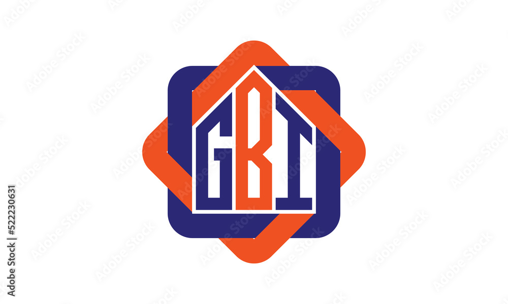 GBI three letter real estate logo with home icon logo design vector ...