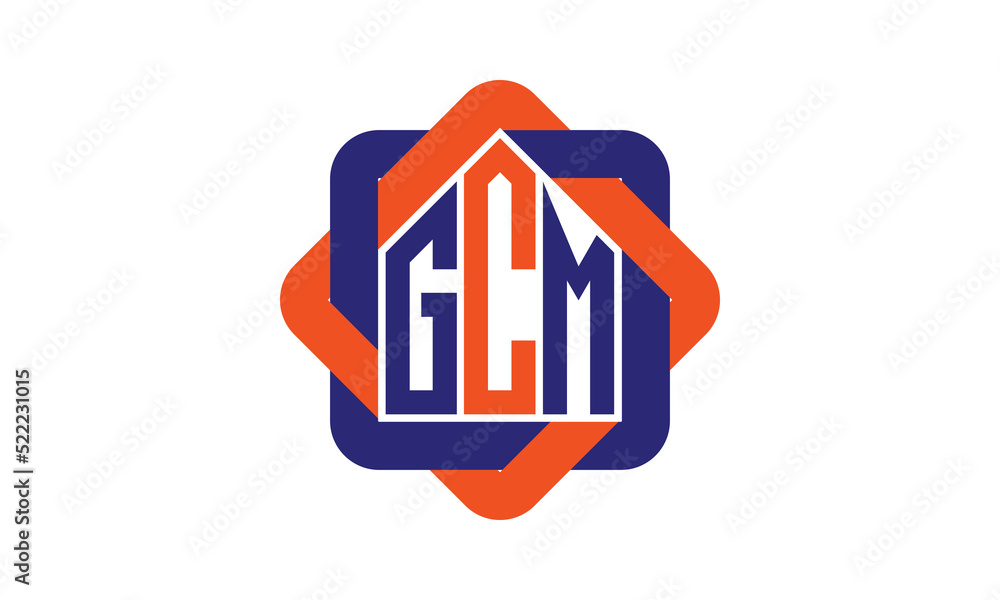Vector de Stock GCM three letter real estate logo with home icon logo ...