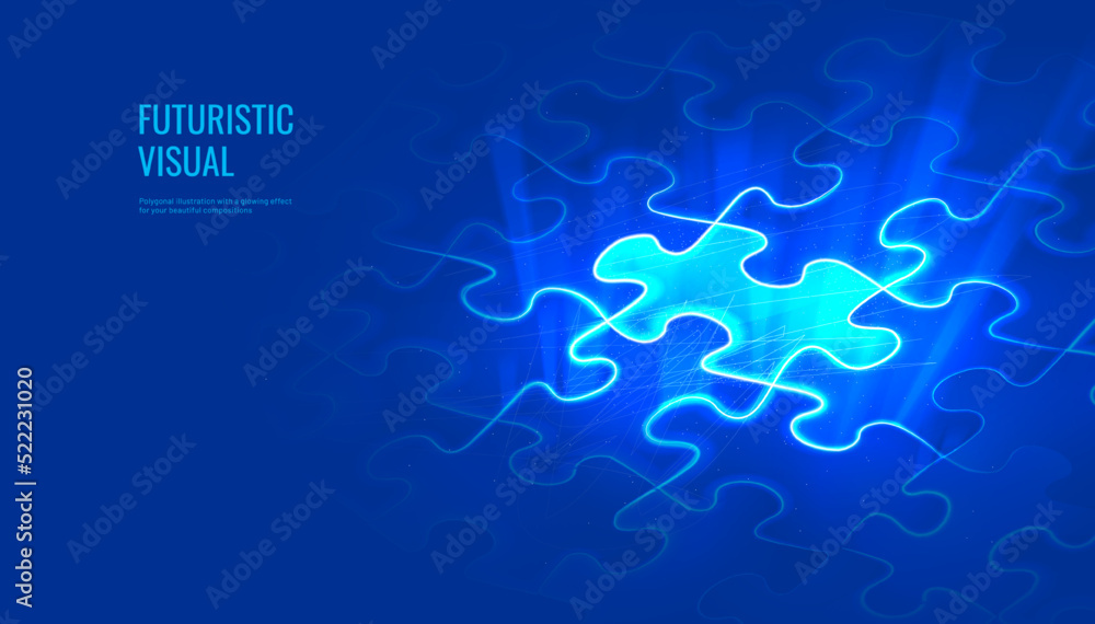 Puzzle in a digital futuristic style. Leadership concept, a piece of ...