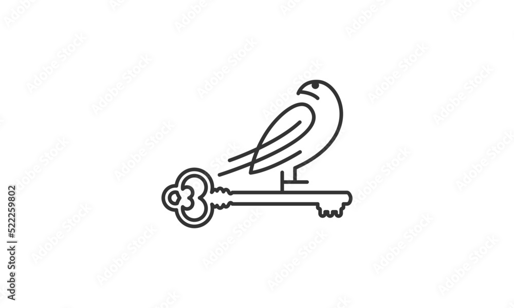 line art bird holding key logo for real estate design vector ...