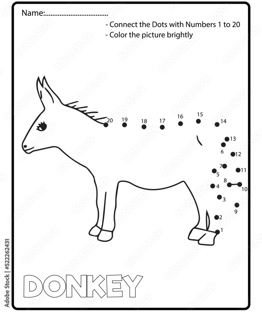 Educational game for kids. Dot to dot game for children. Farm animals ...