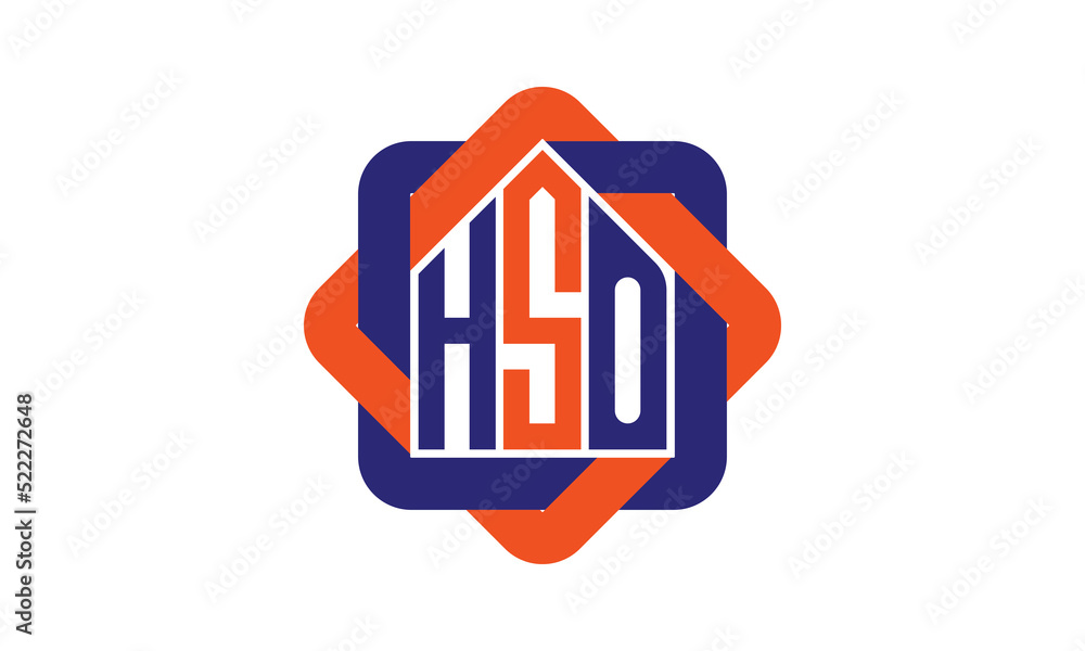HSO three letter real estate logo with home icon logo design vector ...