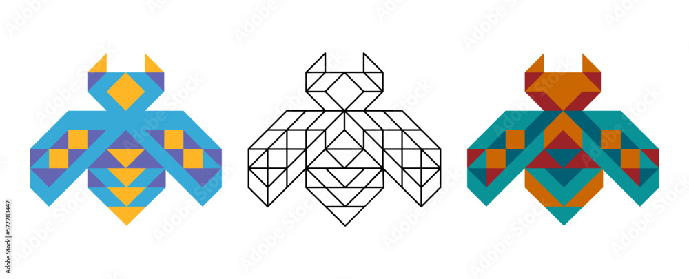 Geometric shapes beetle. Logo. Insect mosaic from polygons. A ...