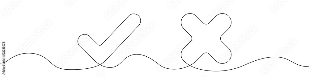 Image vectorielle Stock Check mark and cross icon line continuous ...