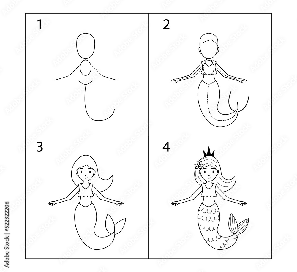 Стокова ілюстрація Step-by-step explanation with pictures. How to draw ...