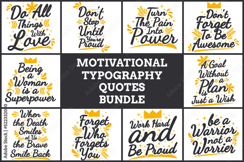 MOTIVATIONAL TYPOGRAPHY QUOTES BUNDLE VOL. 4 Stock Vector | Adobe Stock